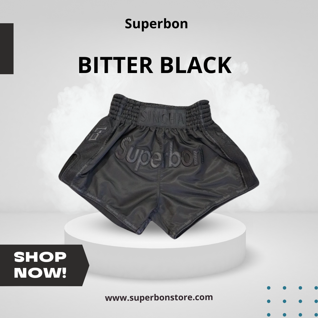 Buy Online Superbon Muay Thai Shorts Bitter Black